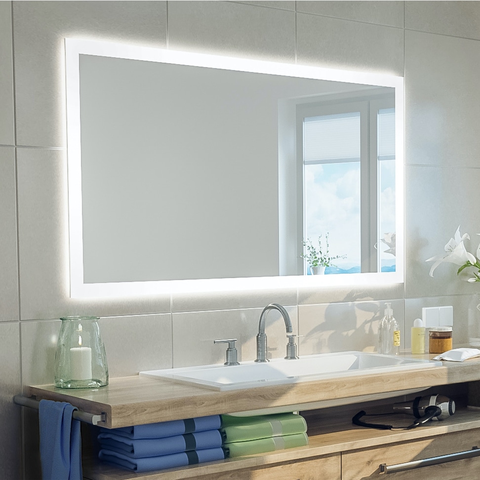 Badkamer spiegel met LED verlichting - Barcelona - Glasbestellen.nl